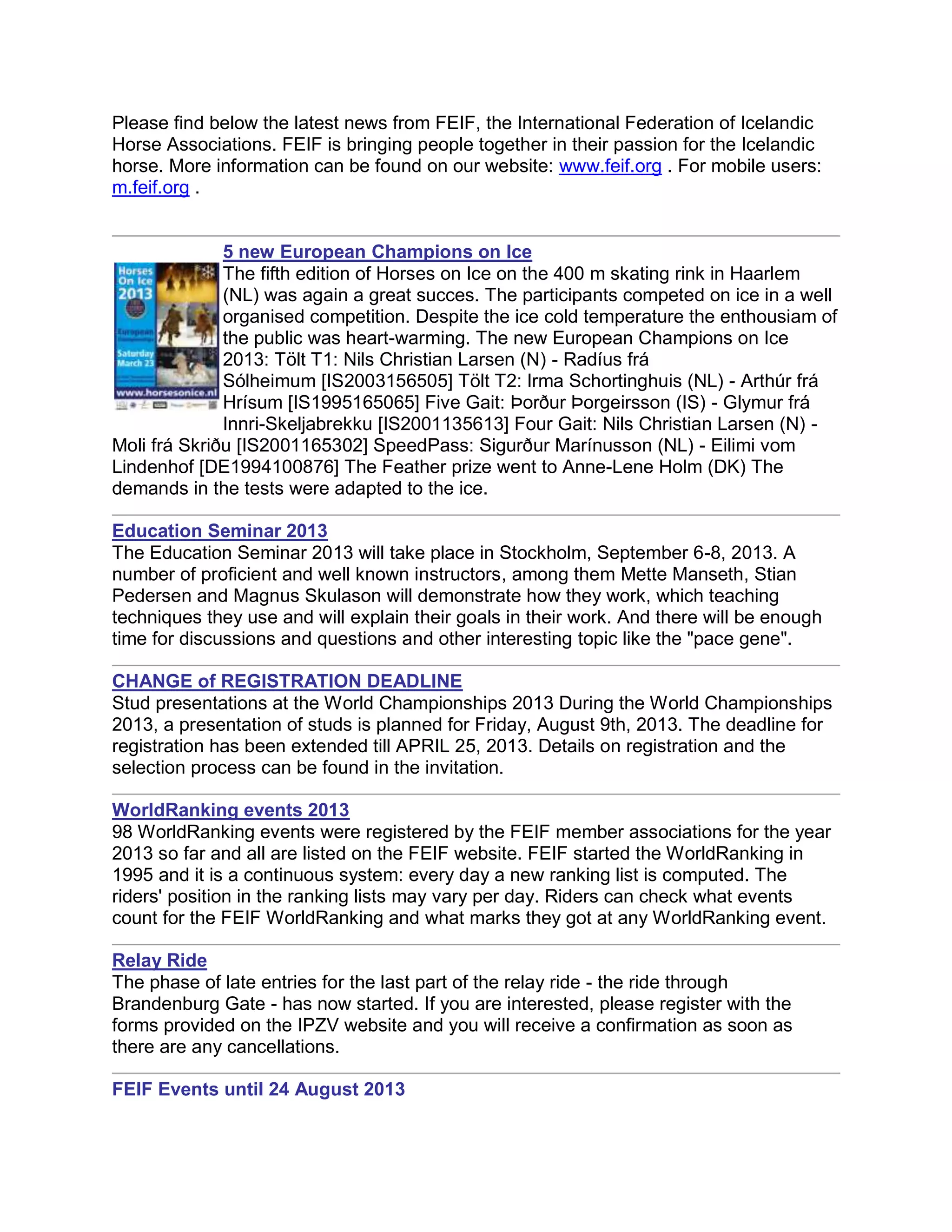 Please find below the latest news from fei march | PDF