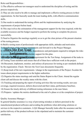 Please follow the code and description Software Test Manager T.pdf