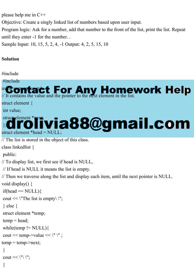please help me in C++Objective Create a singly linked list of num.pdf