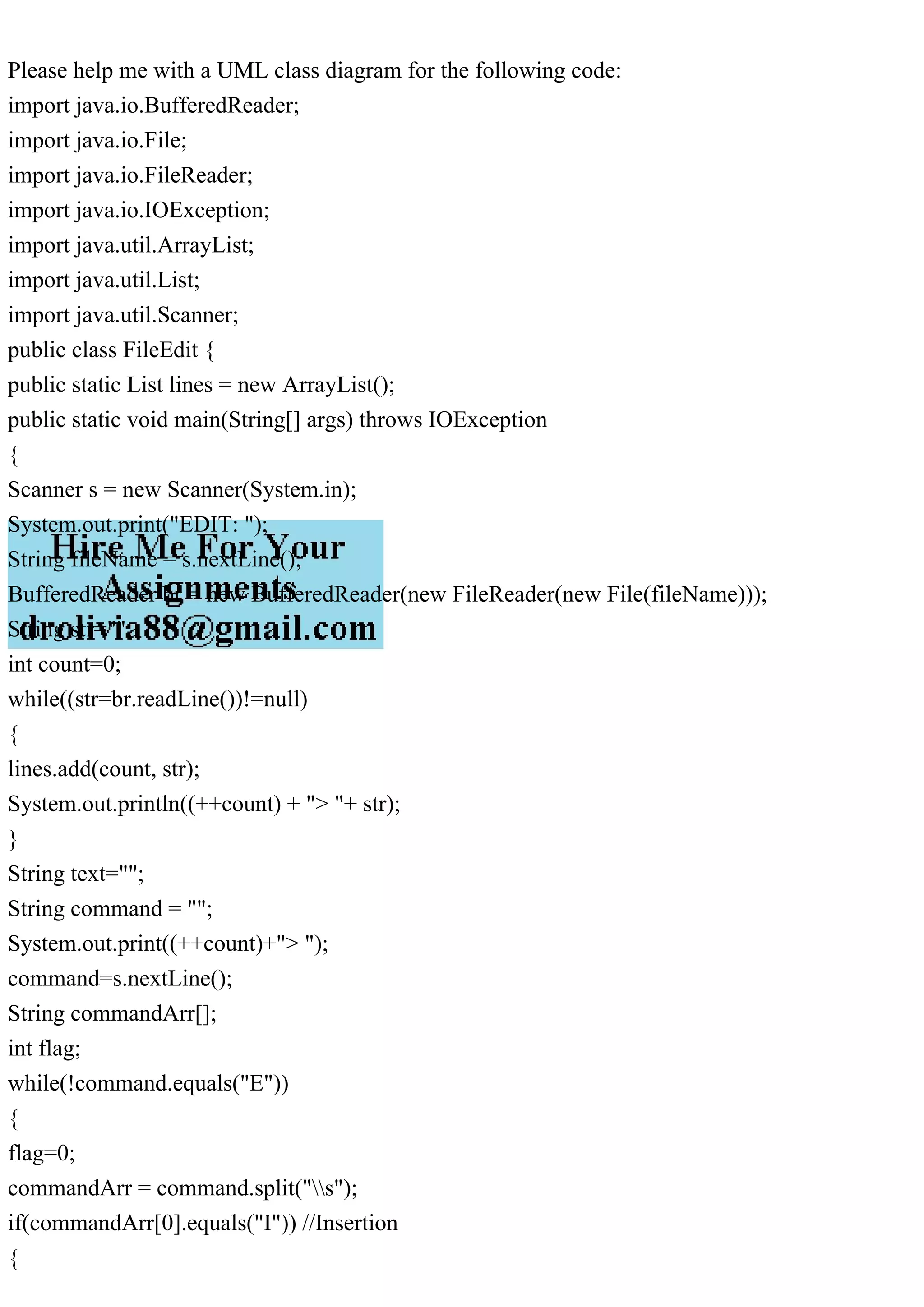 Please help me with a UML class diagram for the following code im.pdf | Programming Languages ...