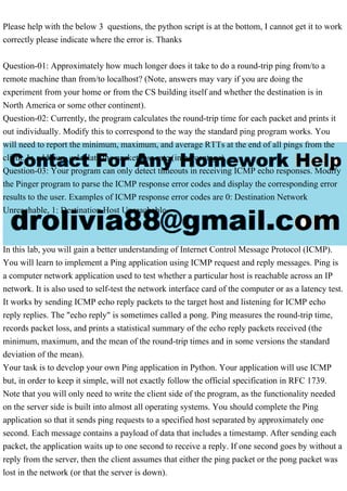 Please help with the below 3 questions, the python script is at the.pdf | Computer Networking ...
