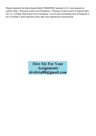 Please implement the below Sparse Matrix TRANSPOSE operation.pdf