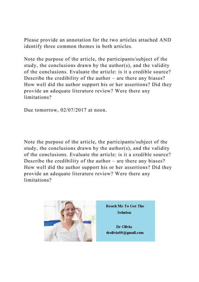 Please provide an annotation for the two articles attached AND ide.docx
