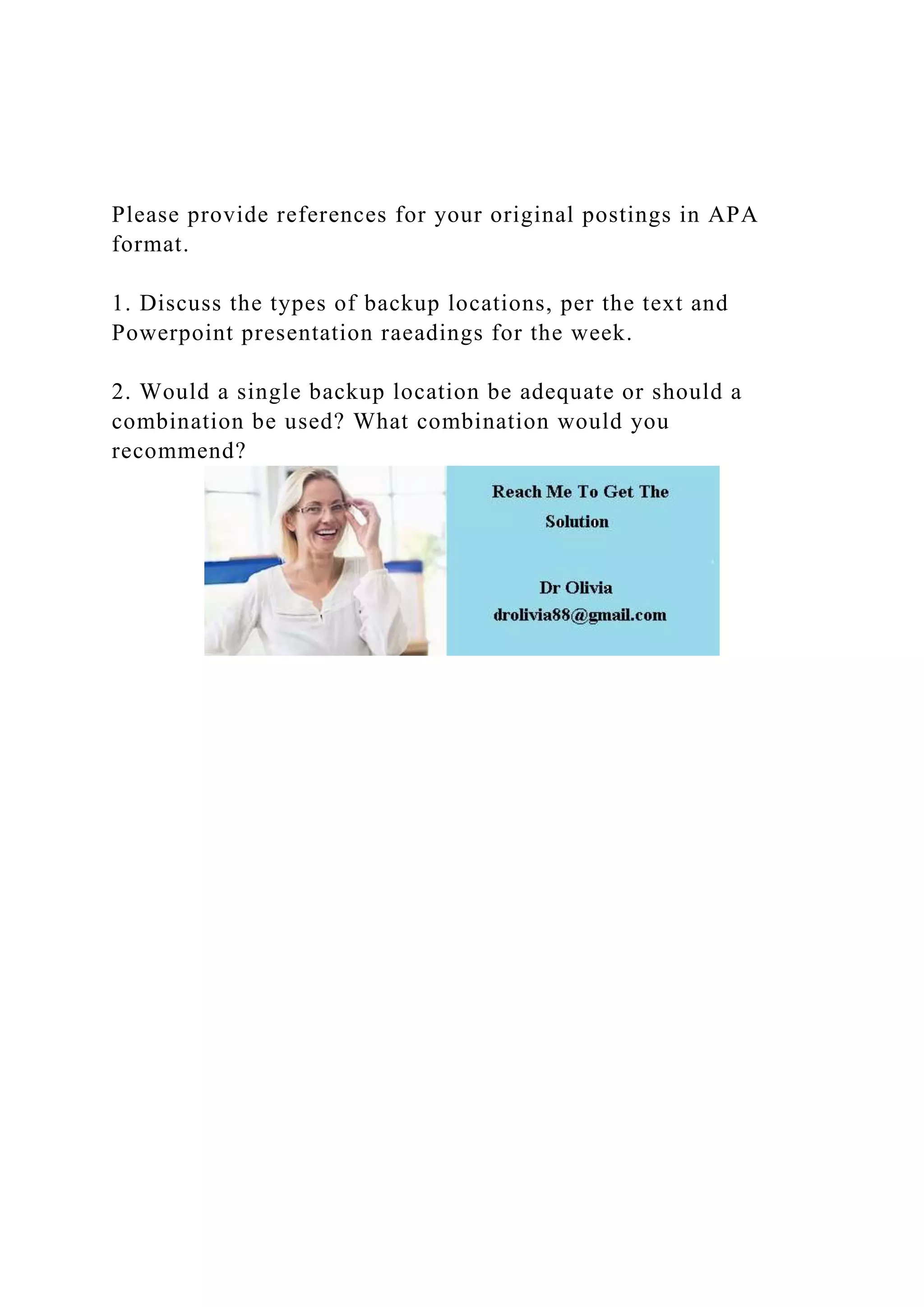 Please provide references for your original postings in APA form.docx