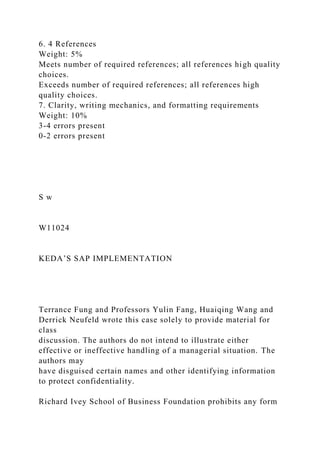 Please read the case Kedas SAP Implementation. You will submit.docx