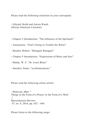 Please read the following selections in your coursepack- Gily.docx