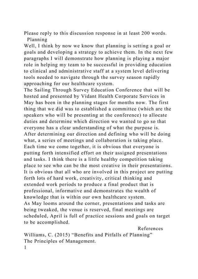 Please reply to this discussion response in at least 200 words. P.docx