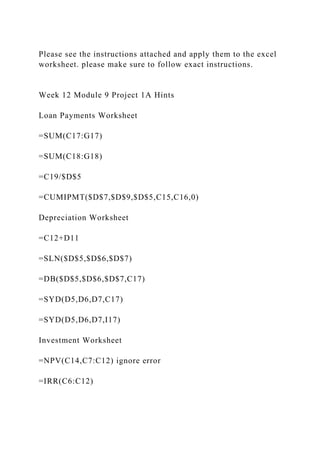 Please see the instructions attached and apply them to the excel wor | PDF