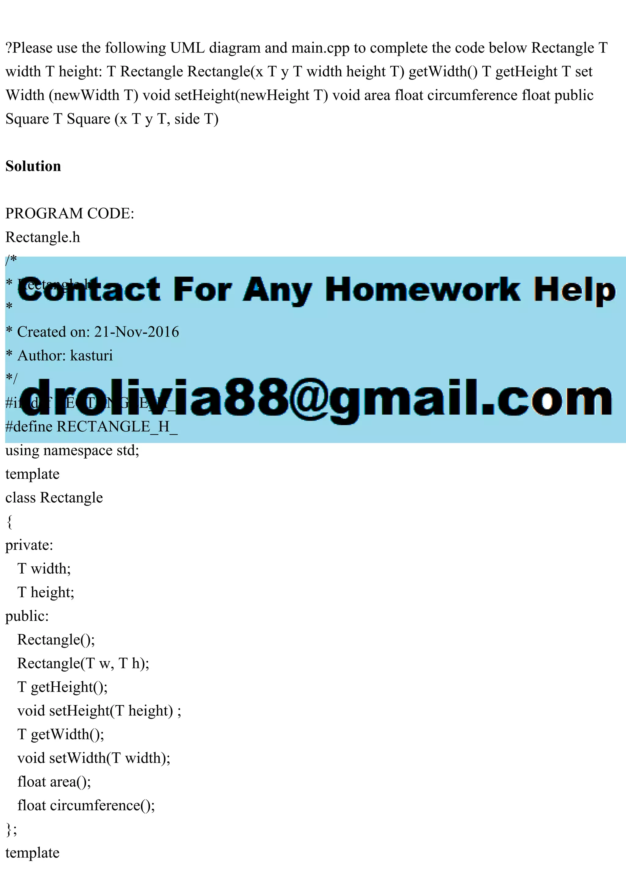 Please use the following UML diagram and main.cpp to complete the c.pdf