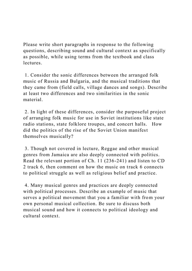 Please write short paragraphs in response to the following quest.docx