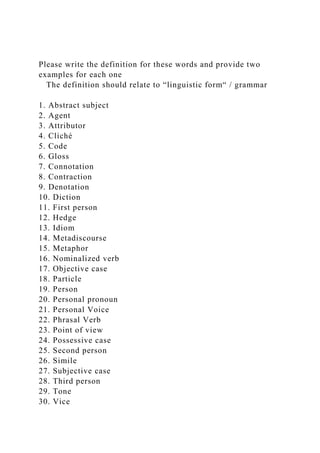 Please write the definition for these words and provide two exampl.docx