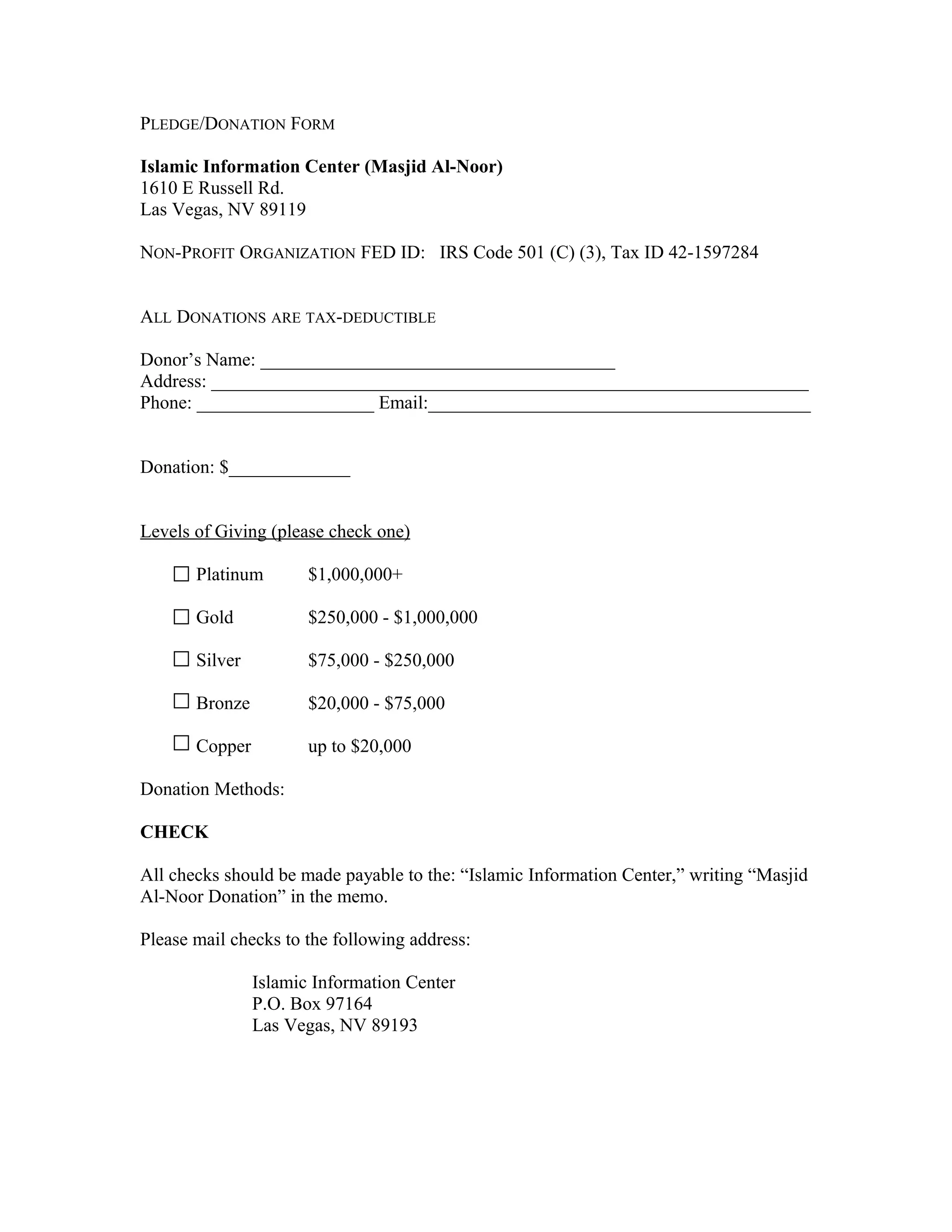 Pledge donation form-iic | DOC
