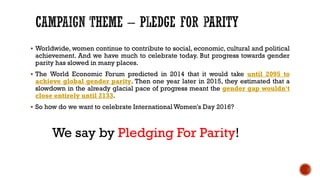 Women's Day PLEDGE Campaign (March 8th) - PLEDGE FOR PARITY | PDF