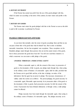 Report on the Pledge in Legal aspects of business | PDF