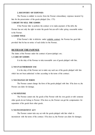 Report on the Pledge in Legal aspects of business | DOCX