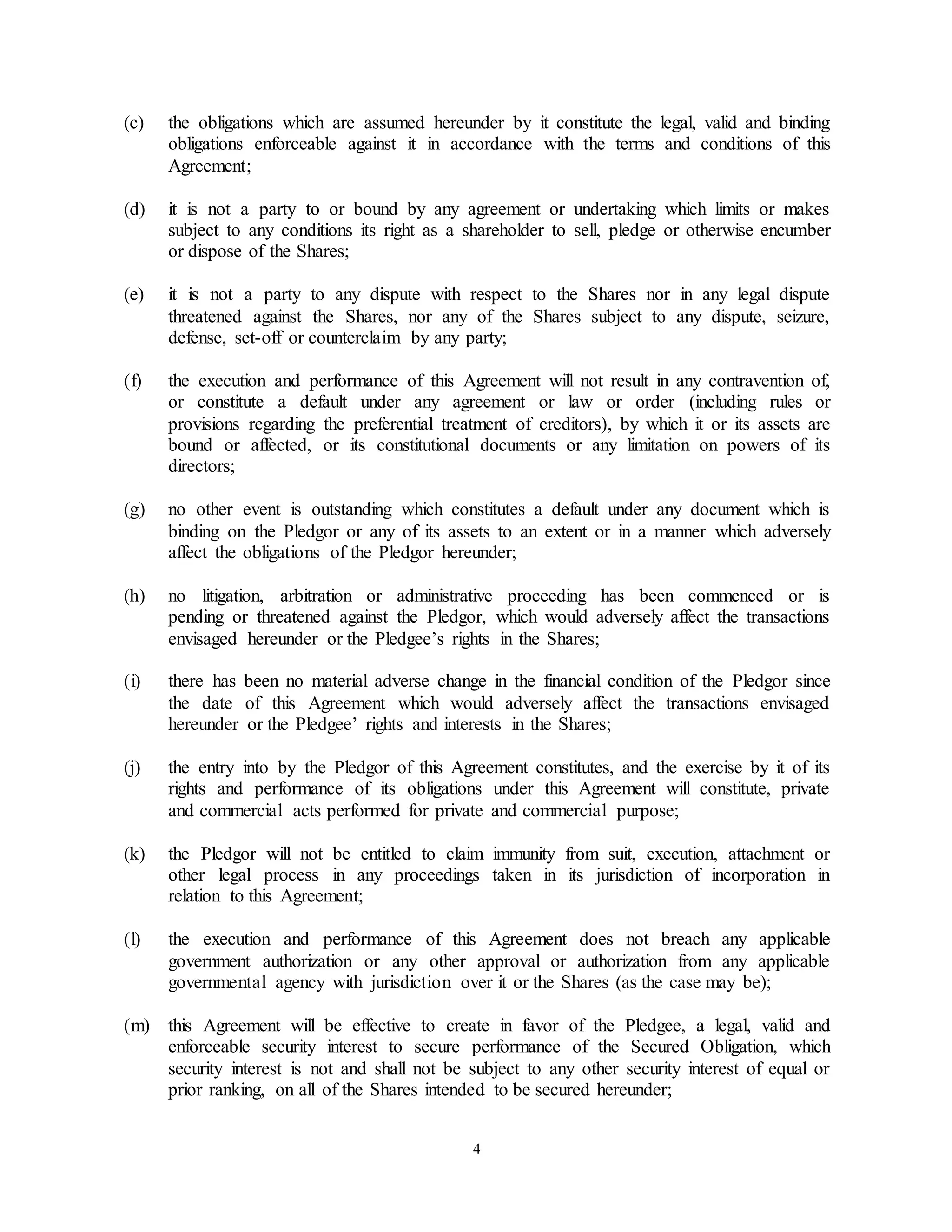 Pledge of shares draft | DOC