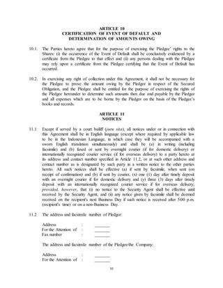 Pledge of shares draft | DOC