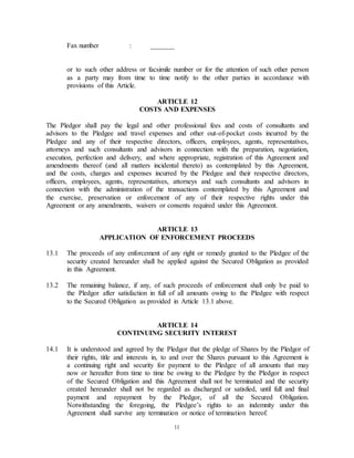 Pledge of shares draft | DOC