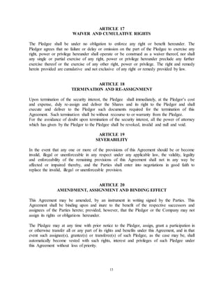 Pledge of shares draft | DOC