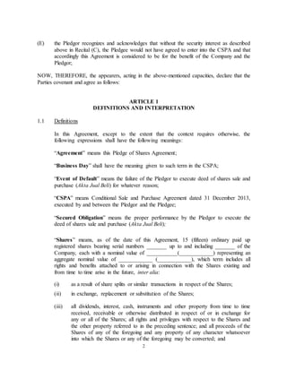 Pledge of shares draft | DOC