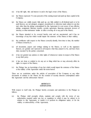 Pledge of shares draft | DOC