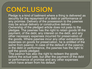 PPT on the topic Pledge under ICA, 1872 | PPTX