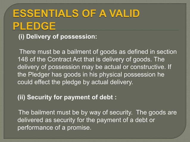 PPT on the topic Pledge under ICA, 1872 | PPTX