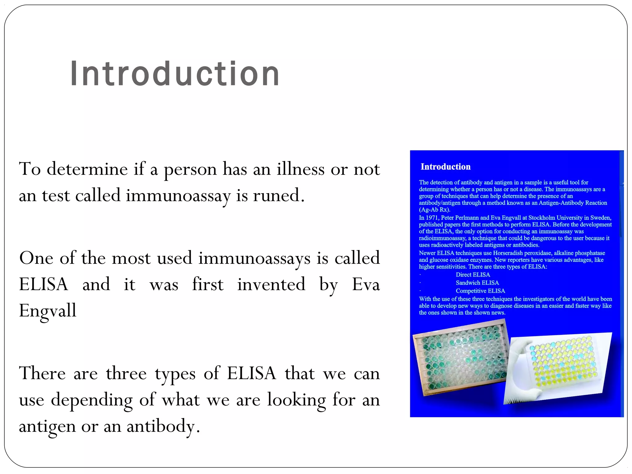 Immunoassay: The uses of ELISA | PPT