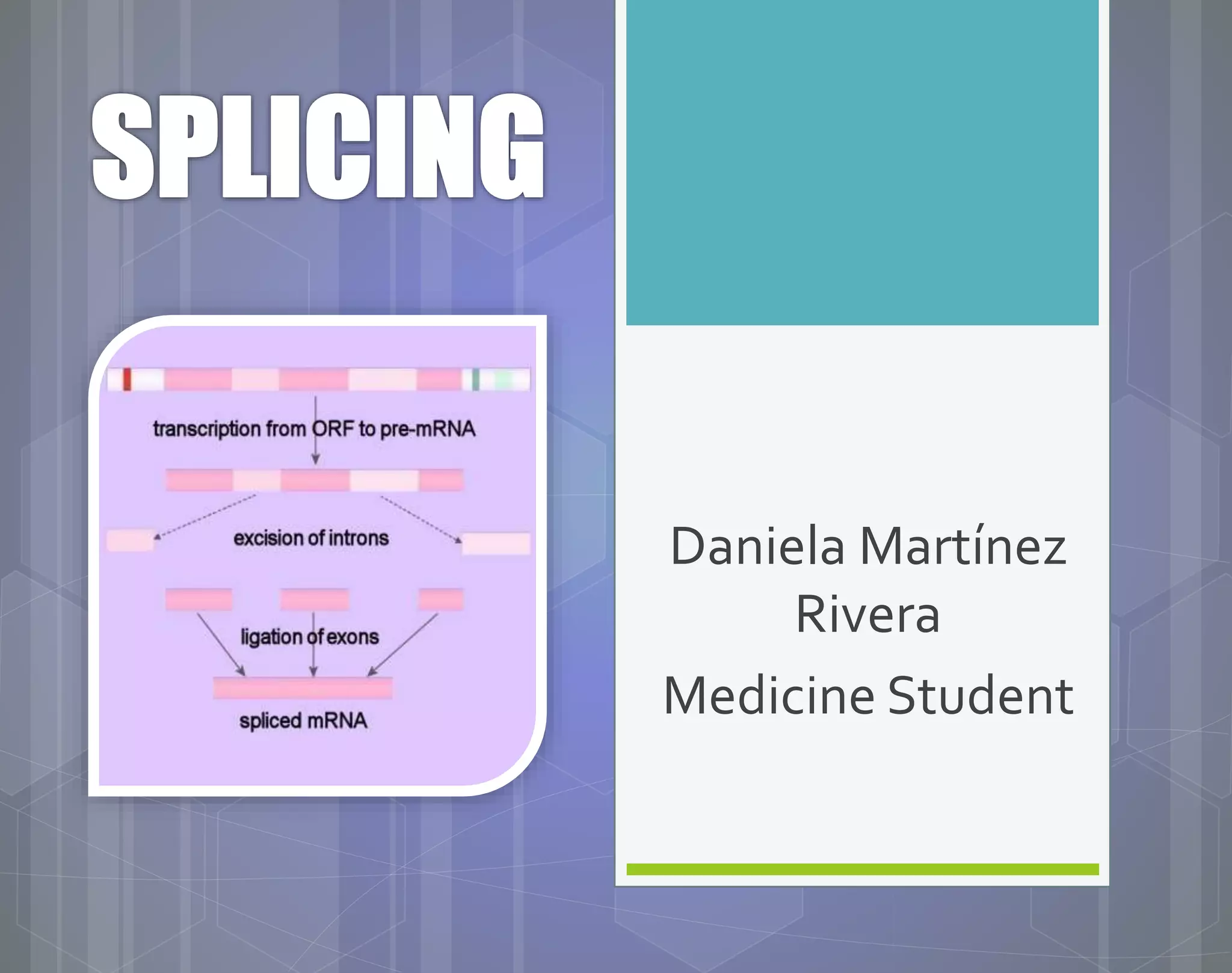 Splicing / Molecular Biology | PPTX | Genetics | Science
