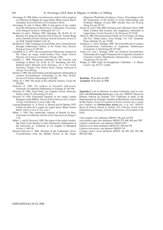 Pleistovultur nevesi gen. et sp. nov. (aves vulturidae) and the ...