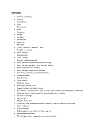 Plenary ideas | PDF