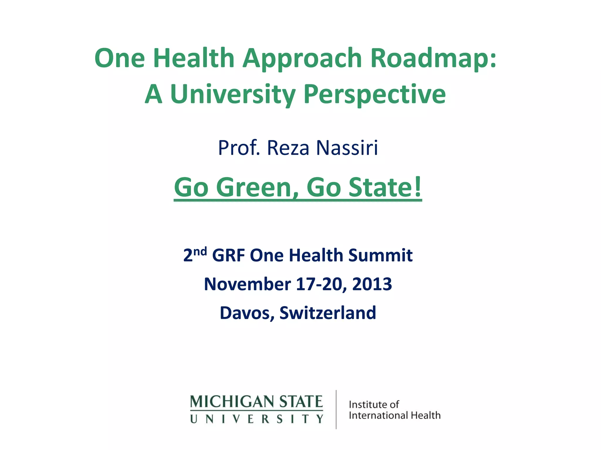 One Health Approach Roadmap: A University Perspective | PDF