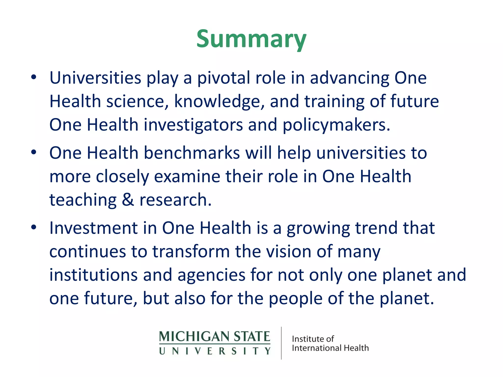 One Health Approach Roadmap: A University Perspective | PDF