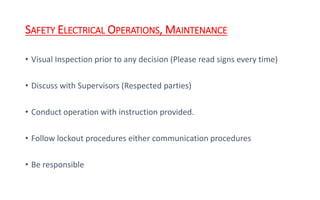 Substation Occupation Health, Safety and Maintenances | PPTX