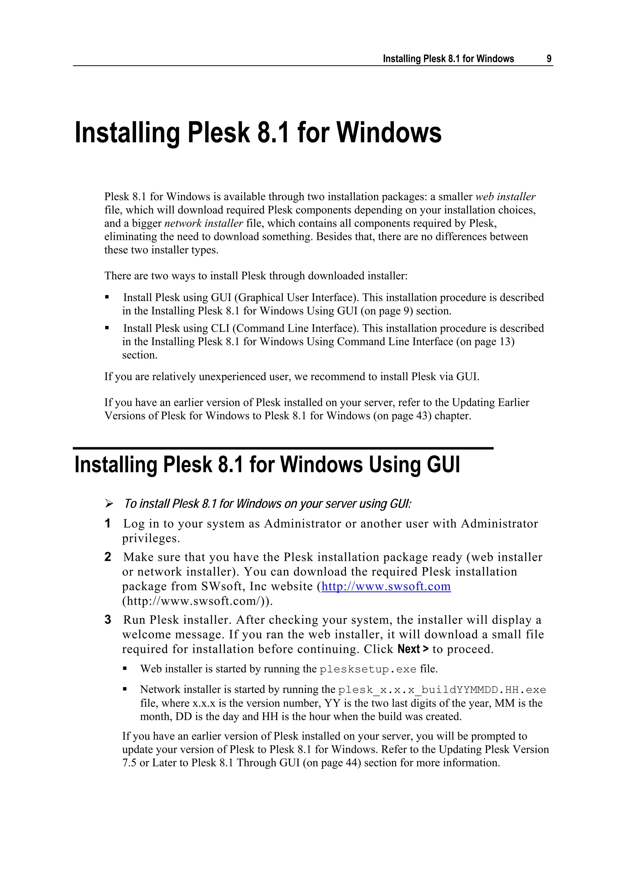 Plesk 8.1 for Windows | PDF
