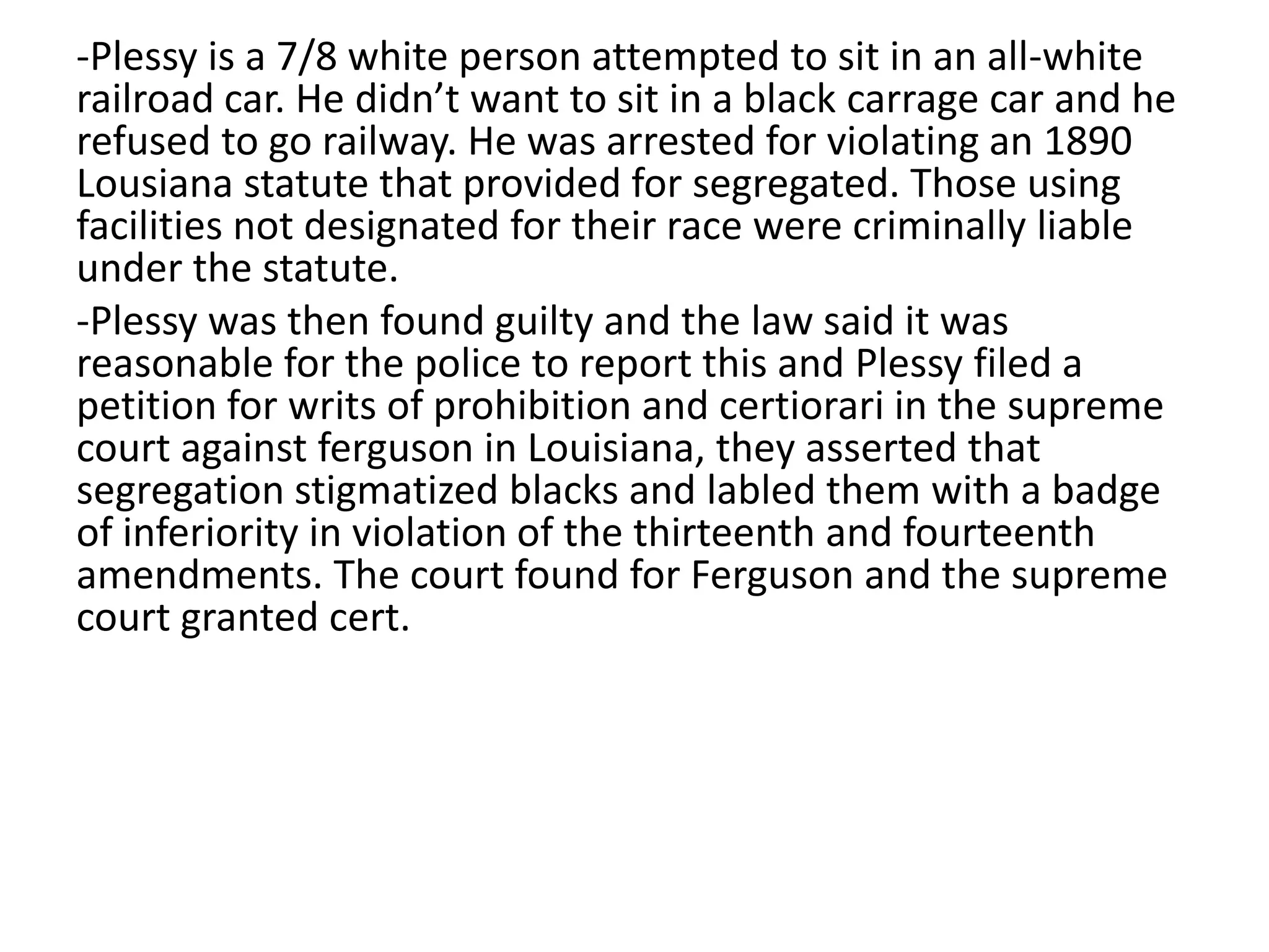 Plessy v. ferguson | PPTX