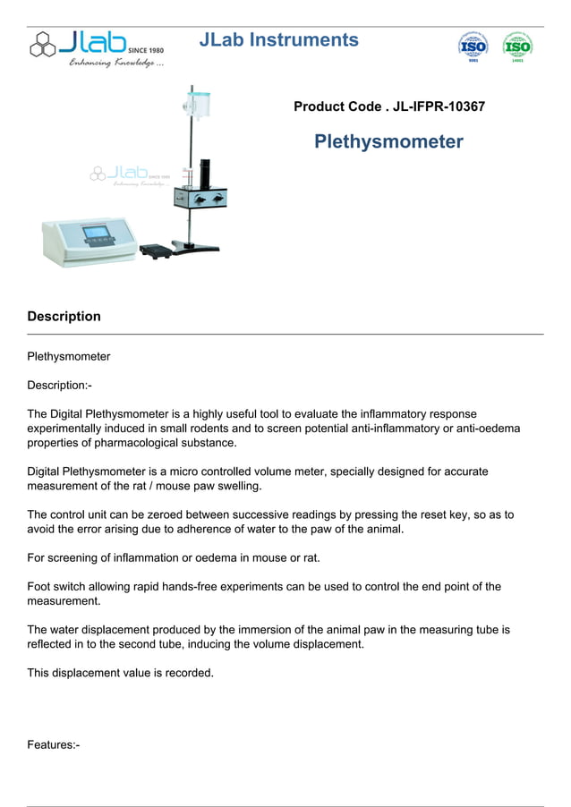 Plethysmometer | PDF | Science