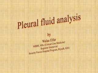 Pleural Fluid Analysis | PPTX