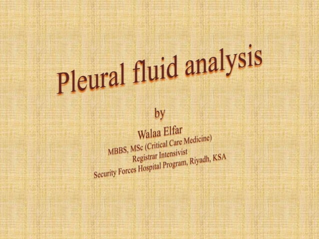 Pleural Fluid Analysis | PPTX