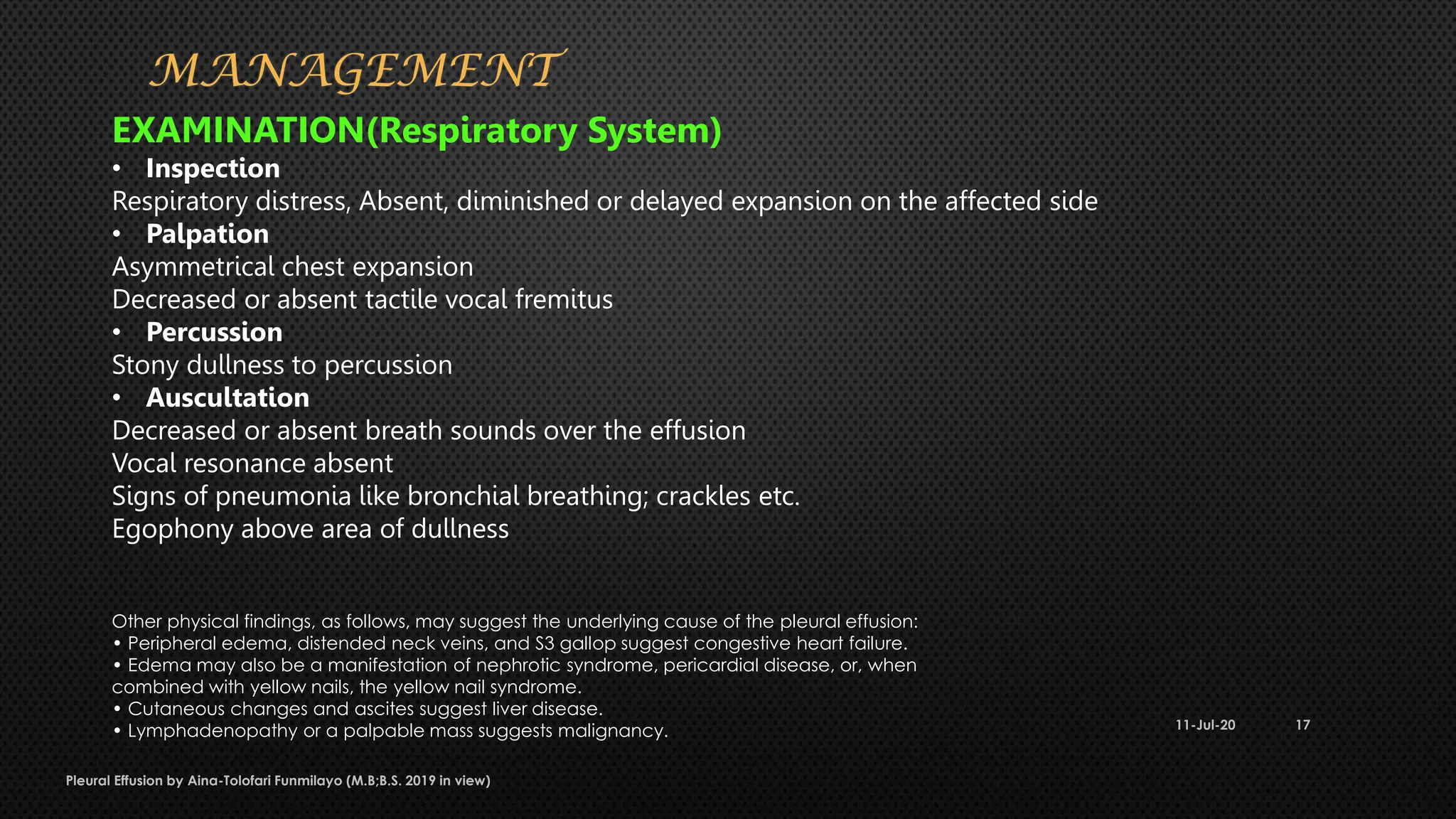 Pleural effusion by Aina- Tolofari Funmilayo Ayodeji | PDF