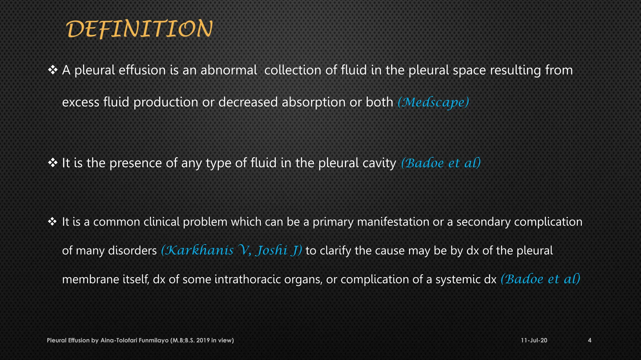 Pleural effusion by Aina- Tolofari Funmilayo Ayodeji | PDF