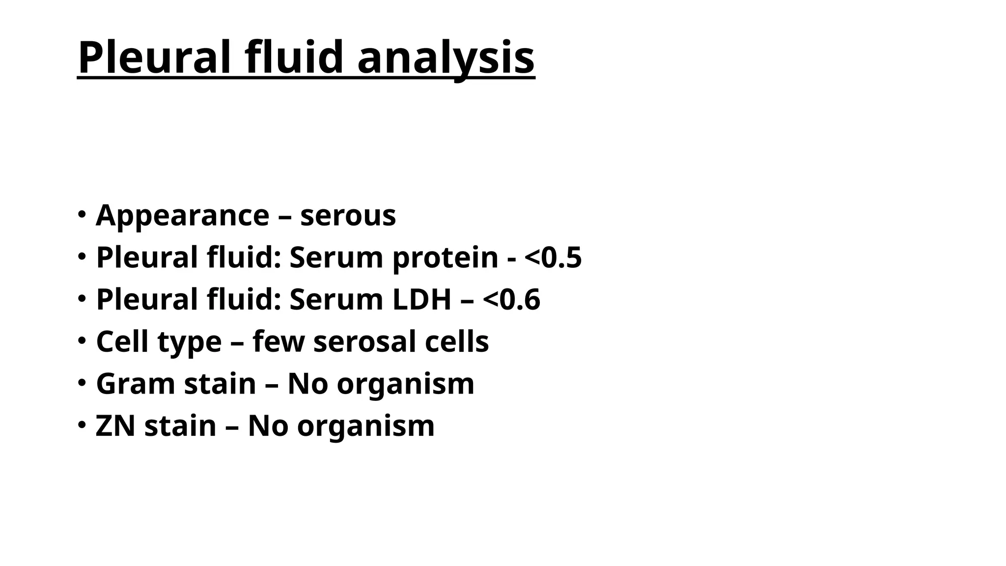 pleural fluid analysis - various pictures | PPTX