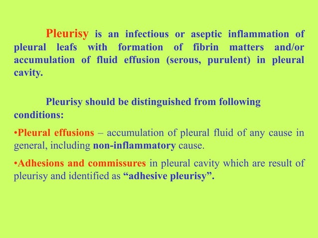 Pleurisy.ppt | Lung and Respiratory Health | Diseases and Conditions