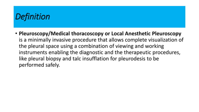 Pleuroscopy ppt by dr naseem ahmed | PPTX | Lung and Respiratory Health ...