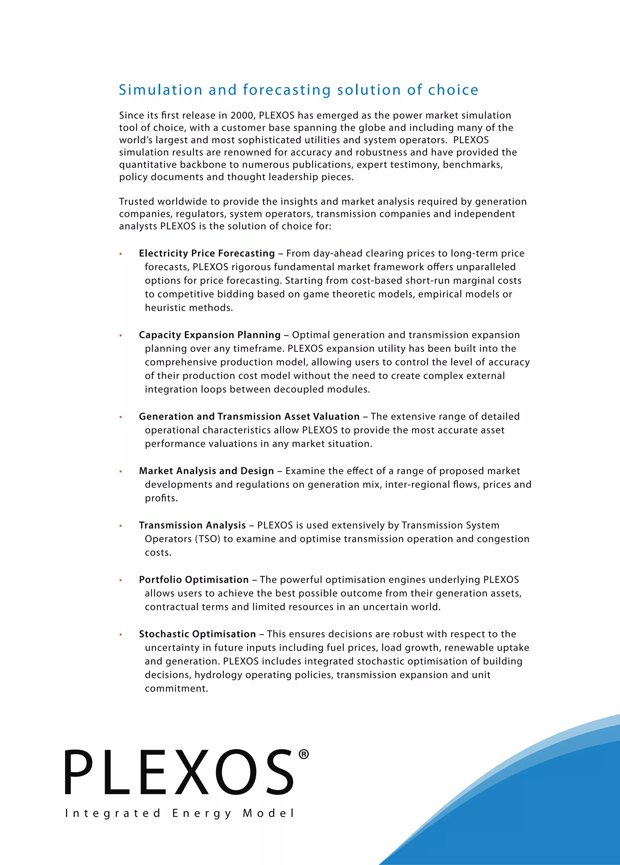 PLEXOS Integrated Energy Model - Energy Exemplar | PDF PLEXOS Integrated Energy Model - Energy Exemplar | PDF