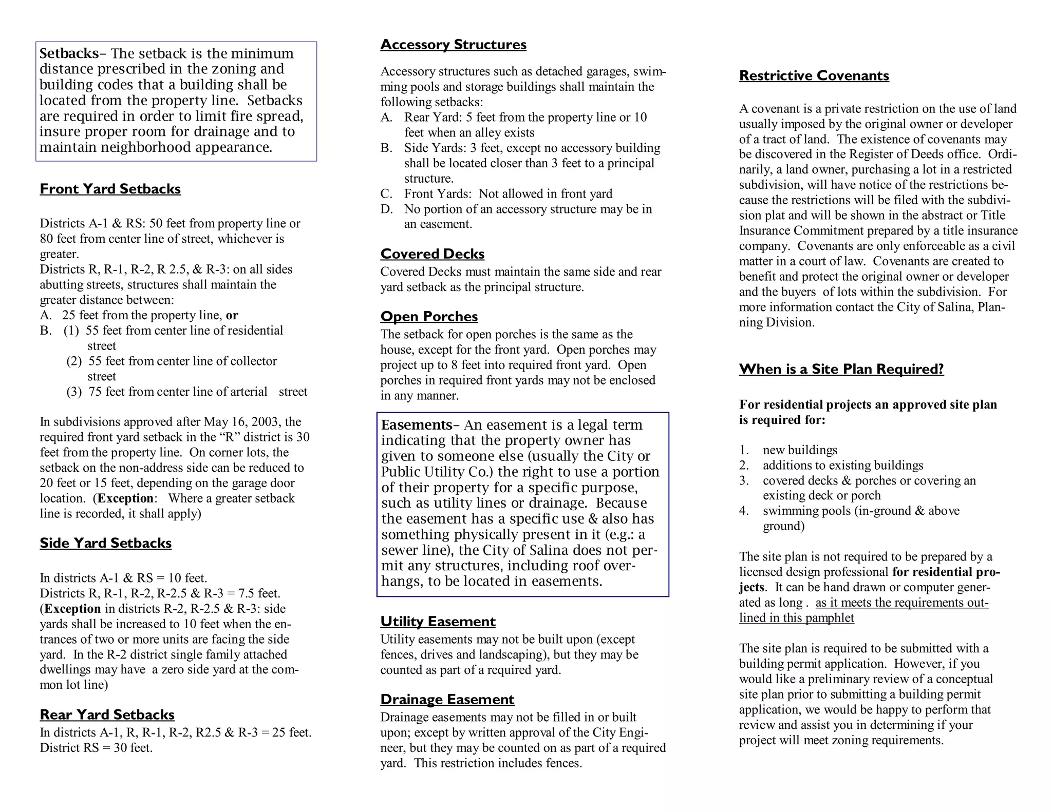 City of Salina Brochure-Residential Zoning Regulations | PDF