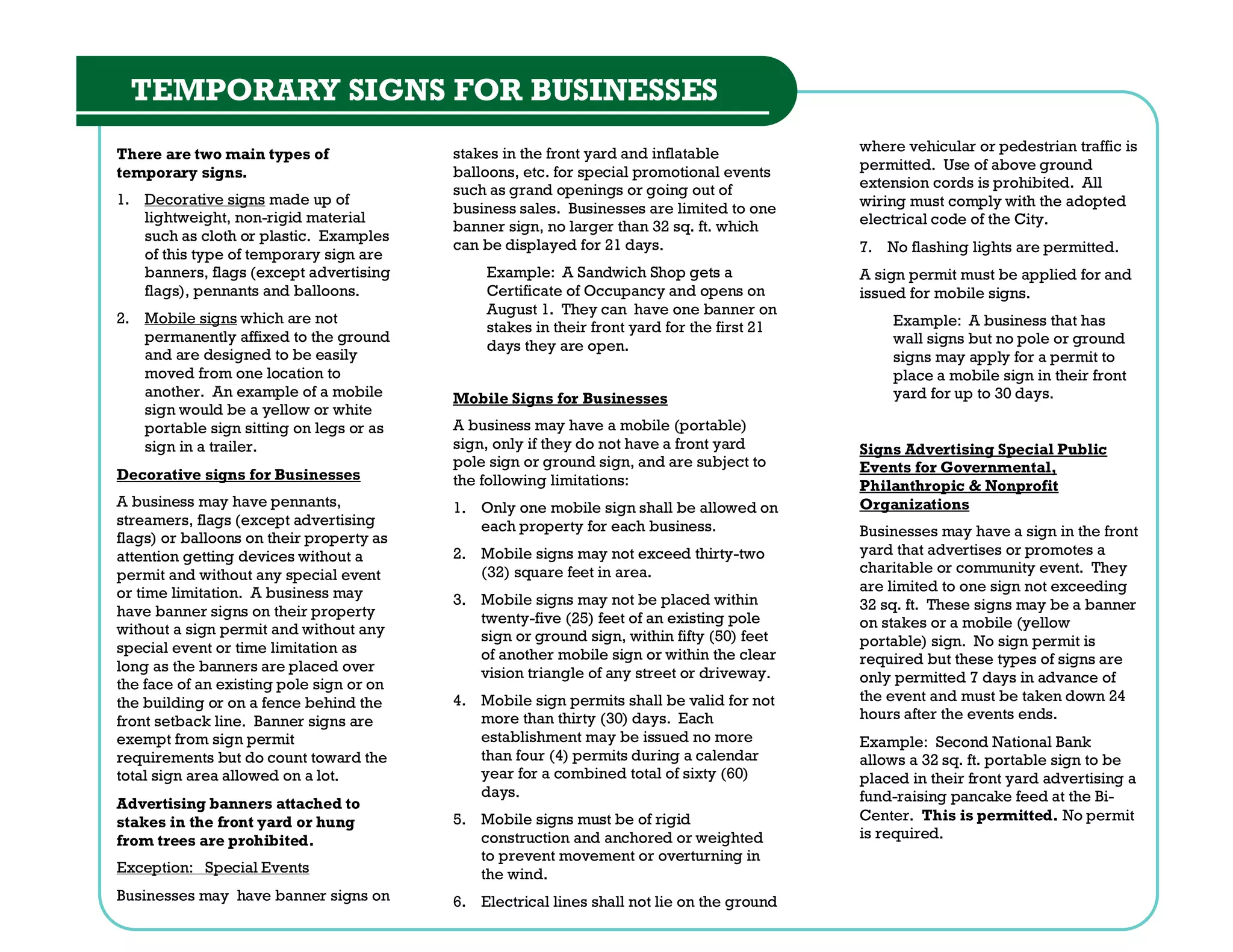City of Salina Brochure-Mobile and Temporary Signs | PDF
