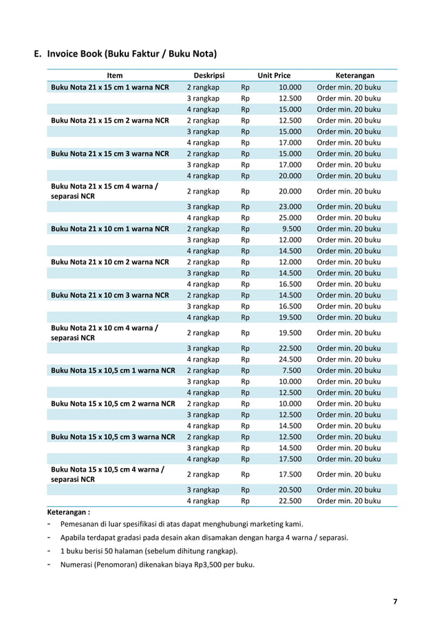 Pricelist Percetakan SSR IMC | PDF
