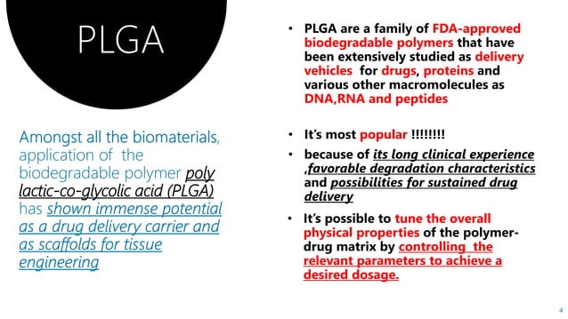 PLGA (poly lactic co glycolic acid ) | PPTX | Chemistry | Science