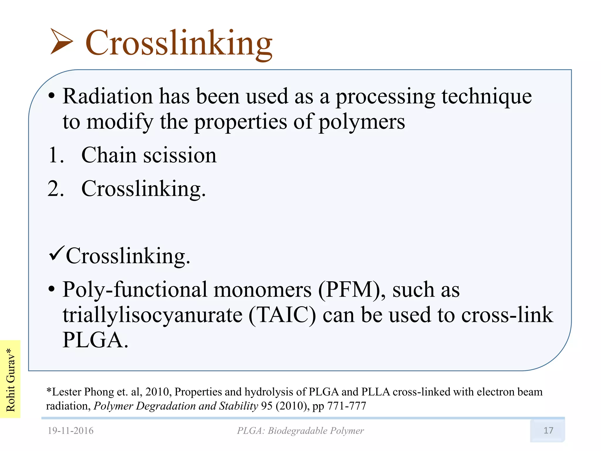 PLGA: an biodegradable polymer | PPTX